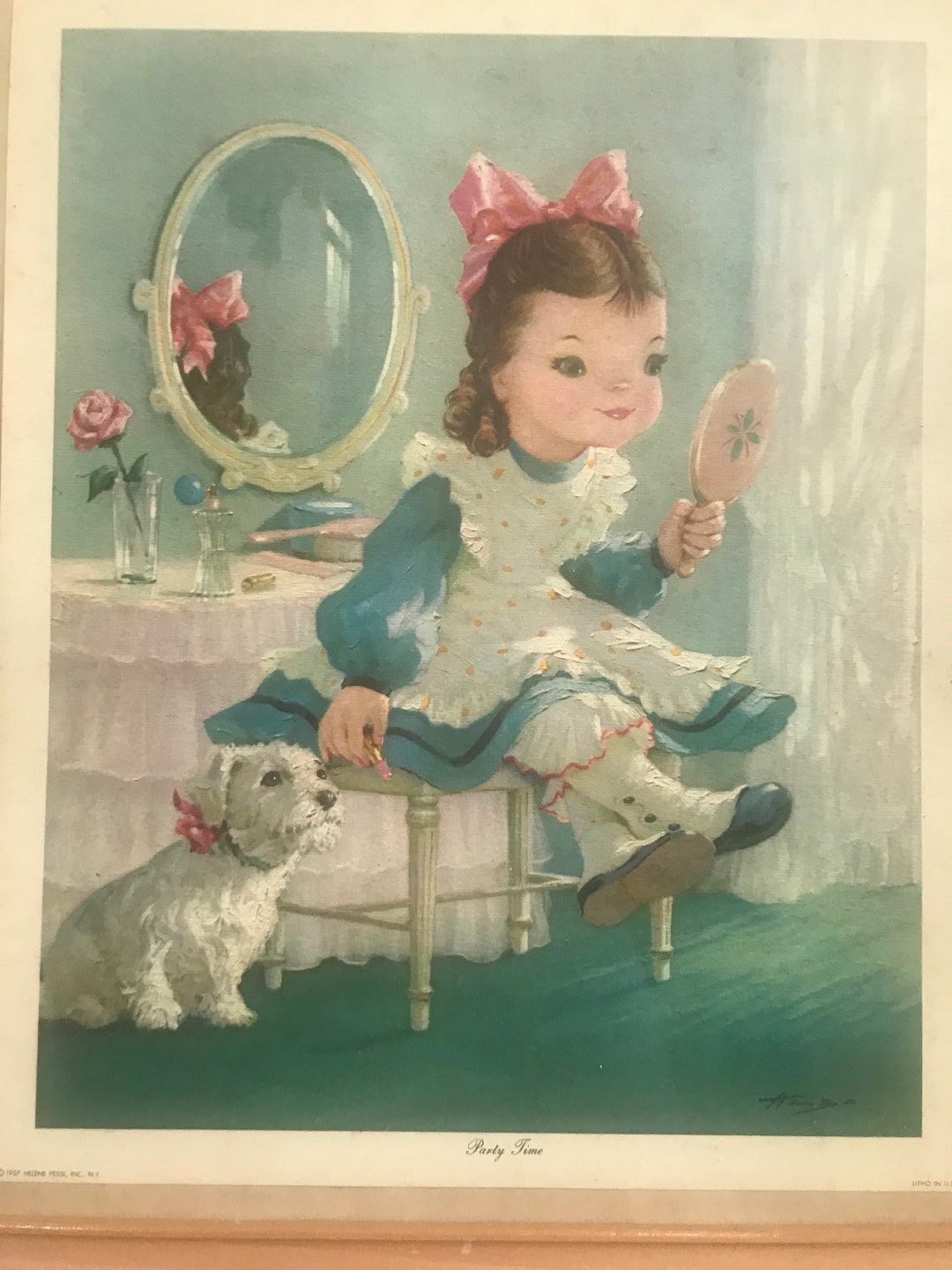 Vintage Helene Pessl Party Time Framed Art Wall Decor - Etsy