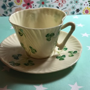 Vintage Belleek Ireland Irish Pattern Teacup Set - Etsy