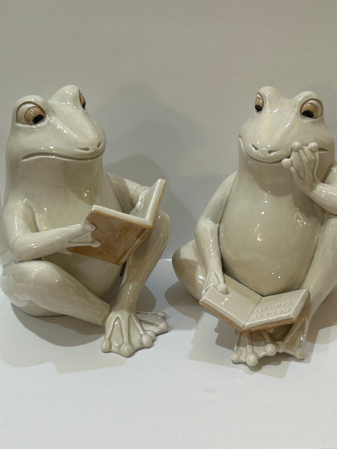 Vintage Reading Frogs Fitz & Floyd Book Ends Bookends - Etsy