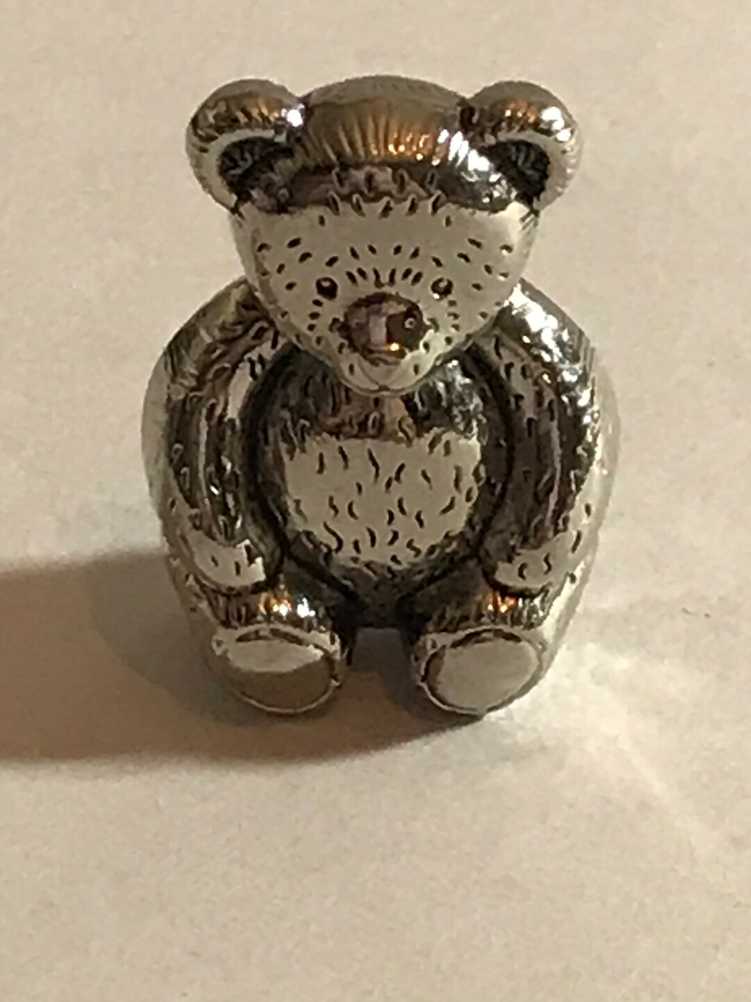Vintage Mini Silvertone Tiny Teddy Bear Figurine - Etsy