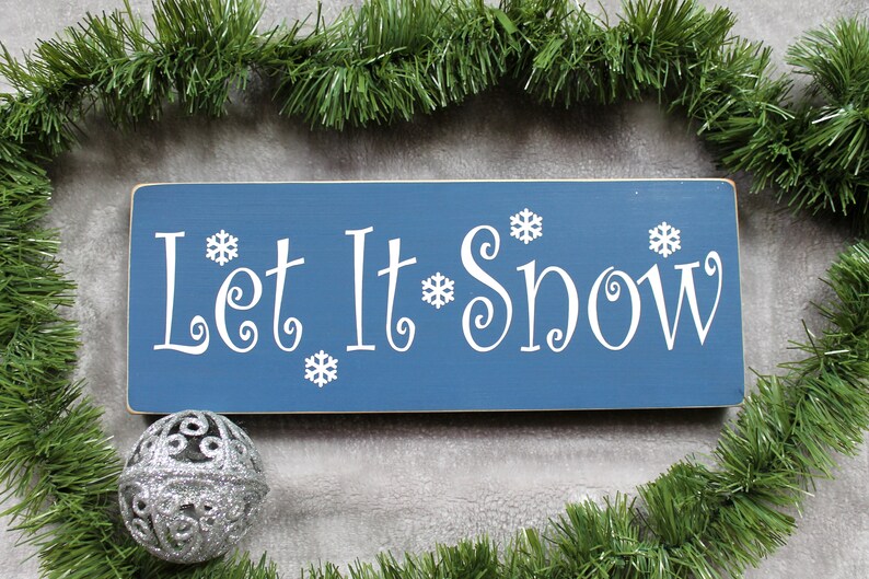 Let It Snow Primitive Wood Sign, Seasonal Wooden Primitive Signs for ...