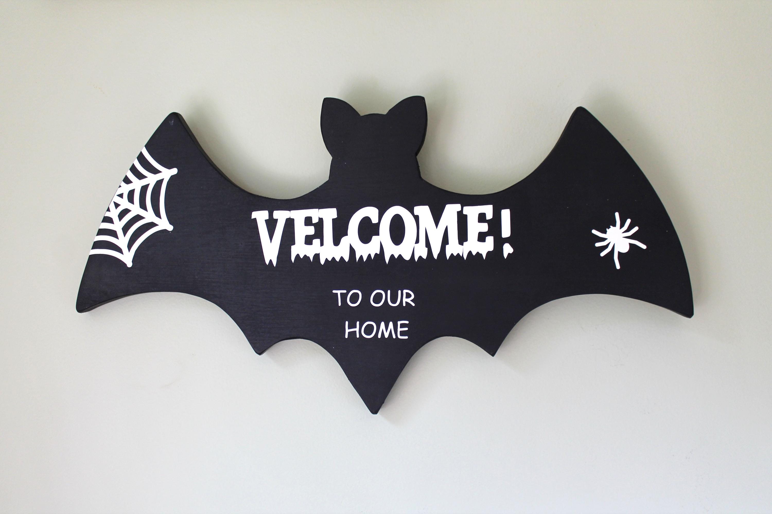 Bat Welcome Sign, Halloween Welcome Sign, Halloween Sign, Halloween Bat ...