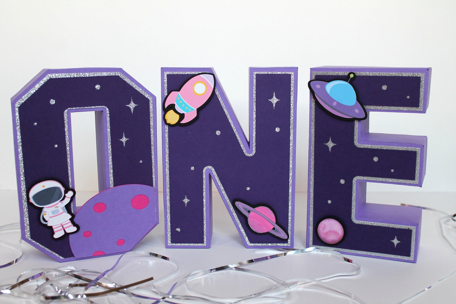 Outer Space 3D Letters Girl Astronaut Birthday Spaceship | Etsy