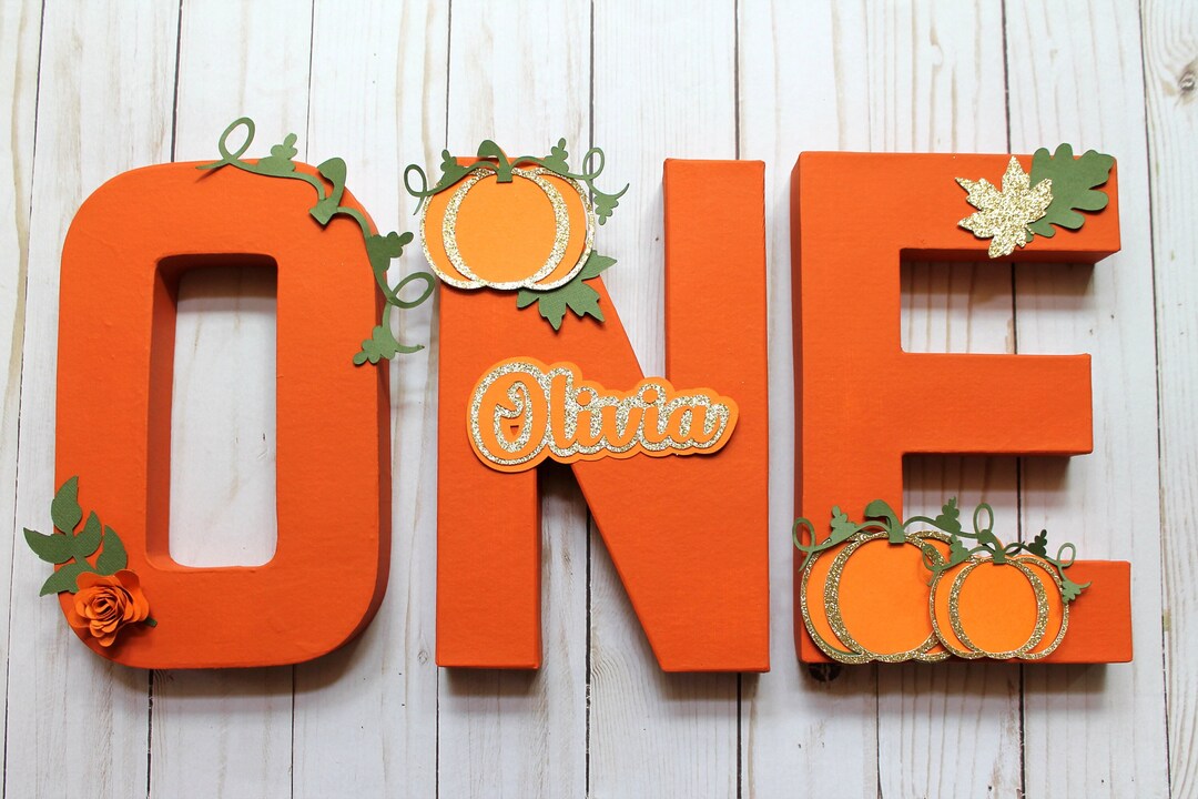 ONE First Birthday Pumpkin Letters, Our Little Pumpkin First Birthday ...