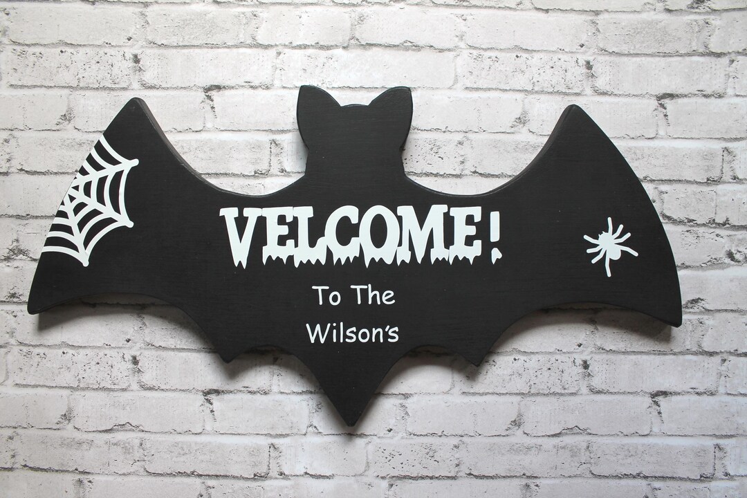 Bat Welcome Sign, Halloween Welcome Sign, Halloween Sign, Halloween Bat ...