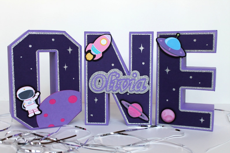 Outer Space 3D Letters Girl Astronaut Party Spaceship Party - Etsy