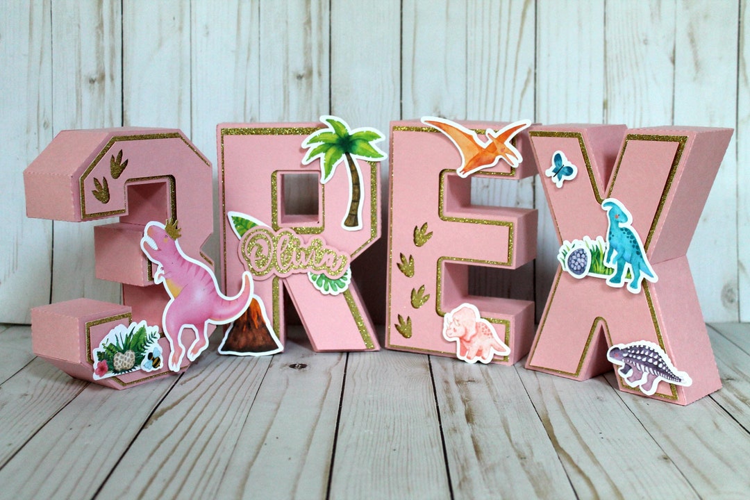 3REX 3D Letters, Girl 3REX Centerpiece, Girl 3REX Birthday Party Decor ...