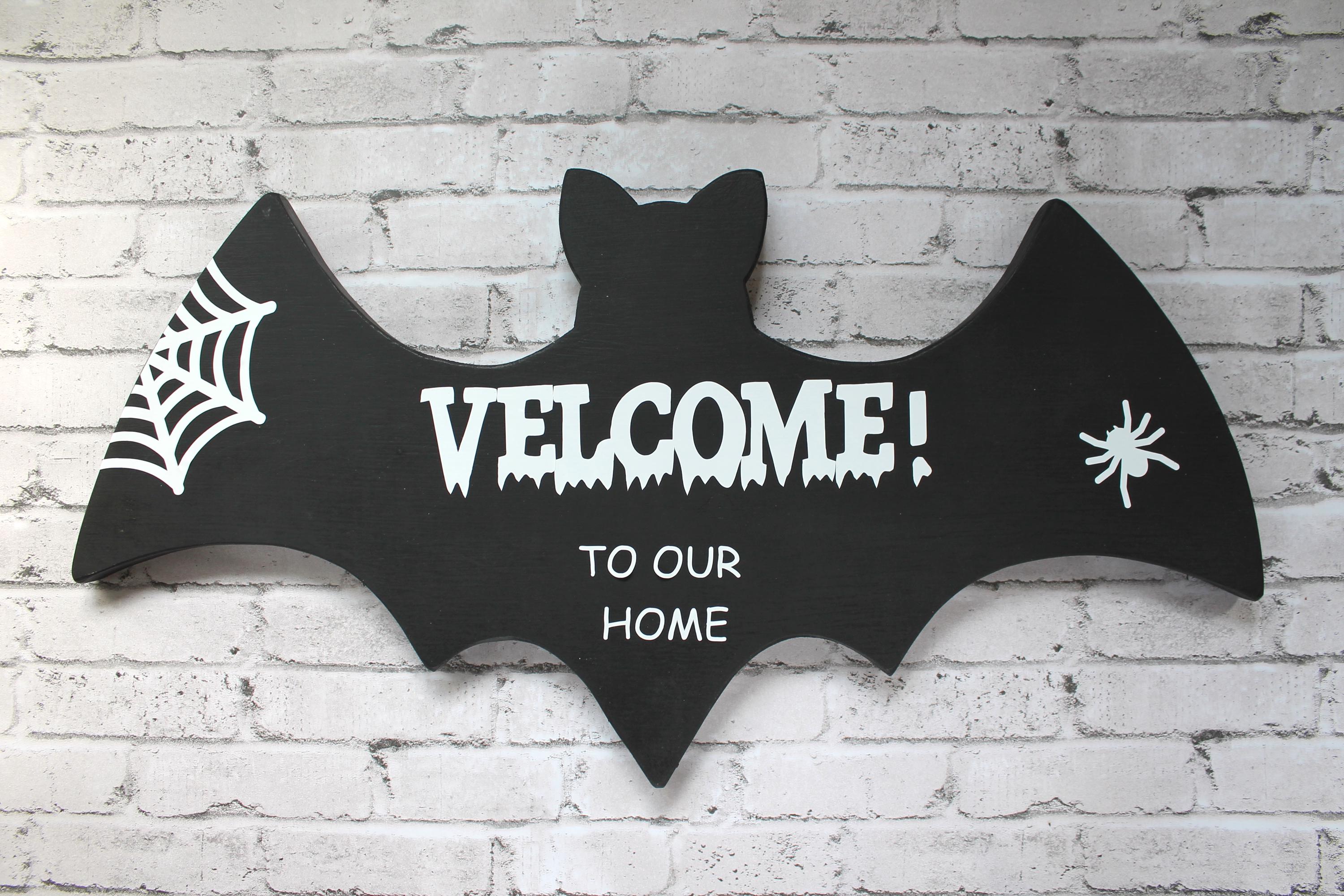 Bat Welcome Sign, Halloween Welcome Sign, Halloween Sign, Halloween Bat ...