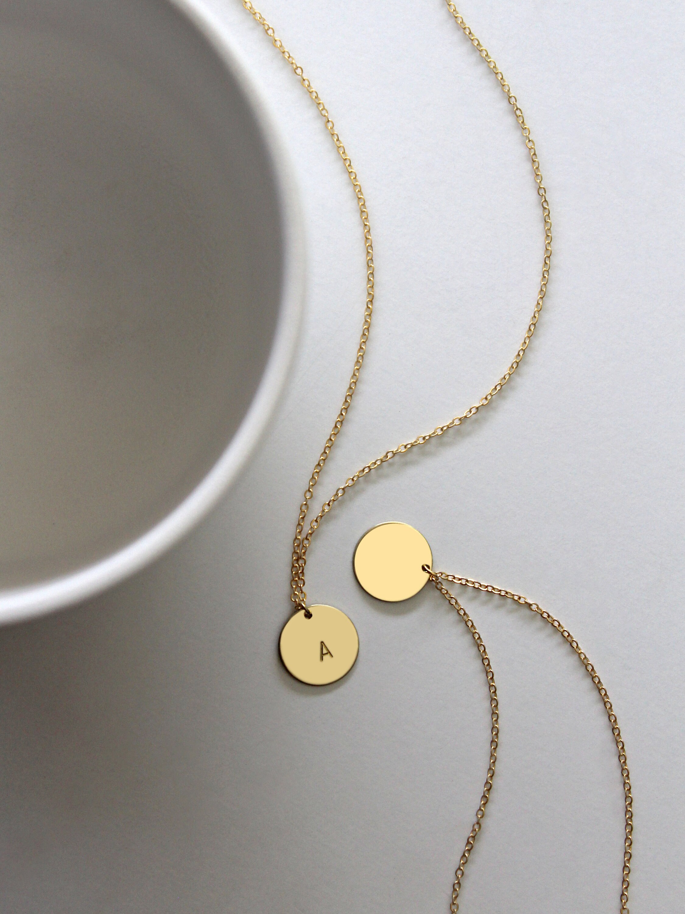 14k Gold Filled Multi Strand Disk Necklace, Multi Layered Disk Pendant ...