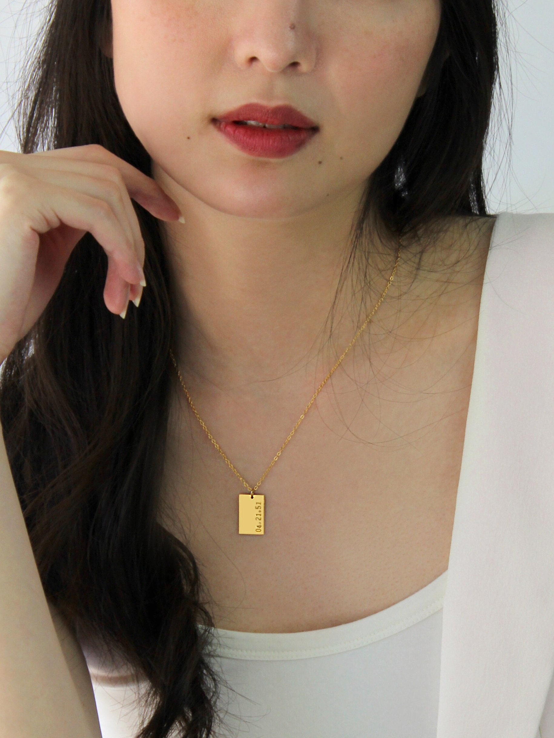 14k Gold Filled Name Tag Necklace, Personalized Dog Tag Necklace ...