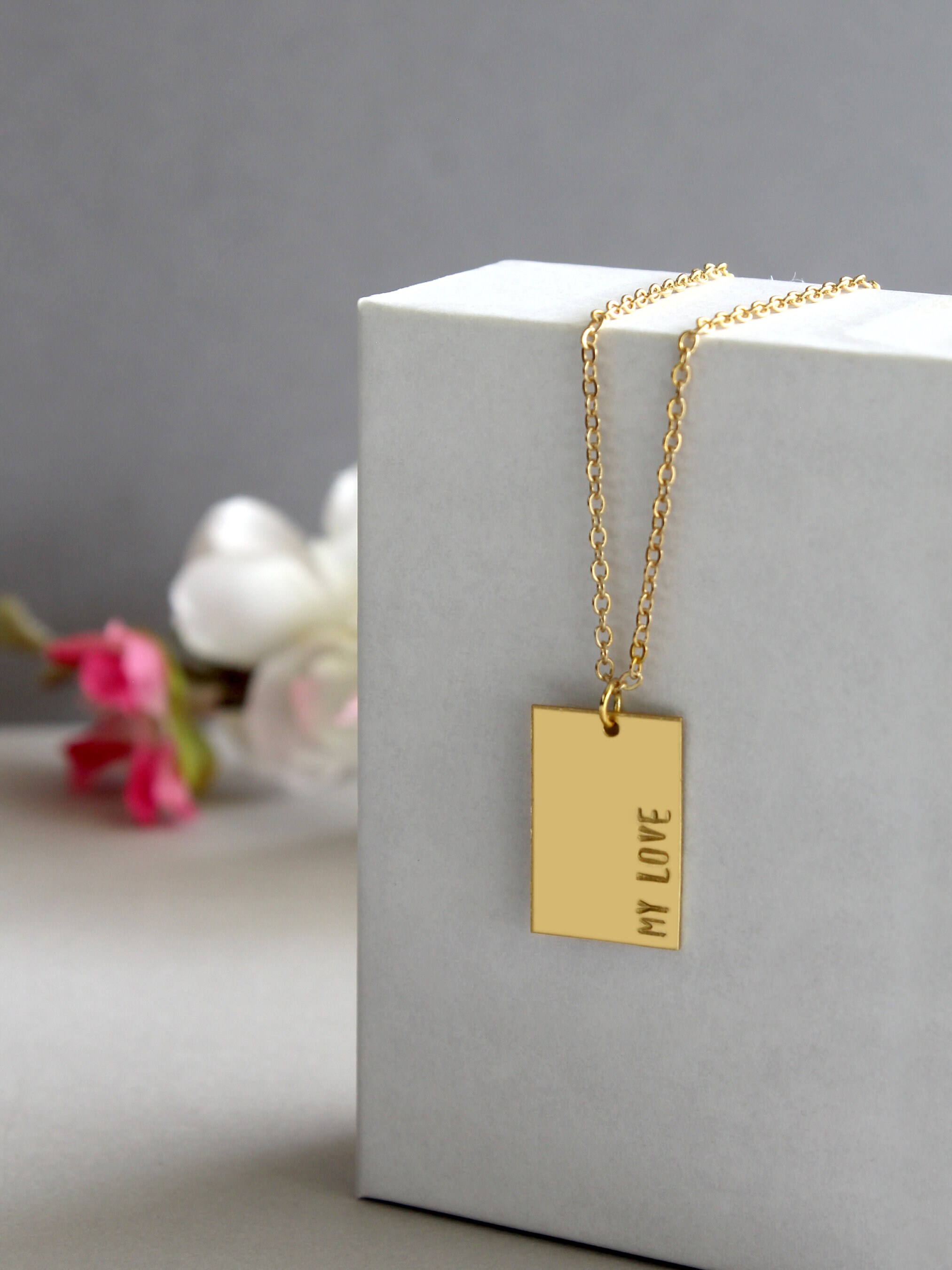 14k Gold Filled Name Tag Necklace, Personalized Dog Tag Necklace ...