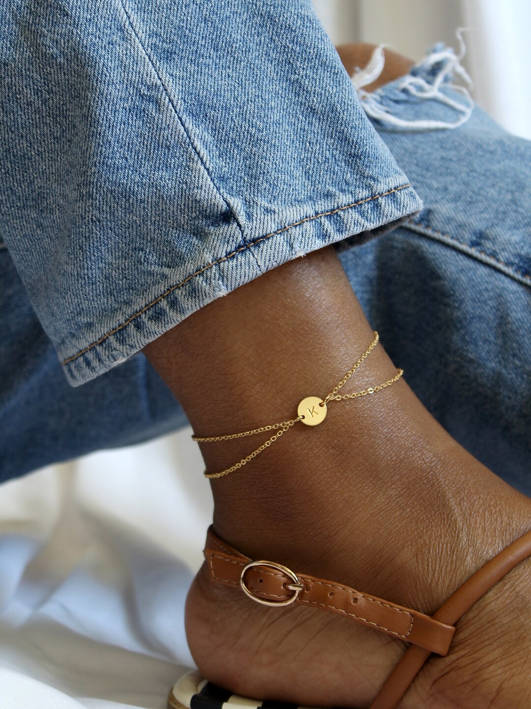 14k Gold Filled Initialed Anklet, Summer Jewelry for Women ...