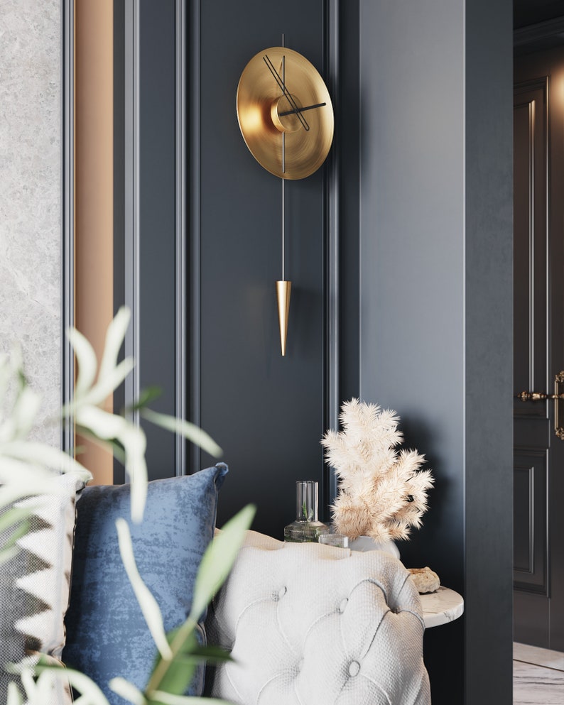 Large Modern Pendulum Wall Clock: Brushed Gold Finish - Etsy