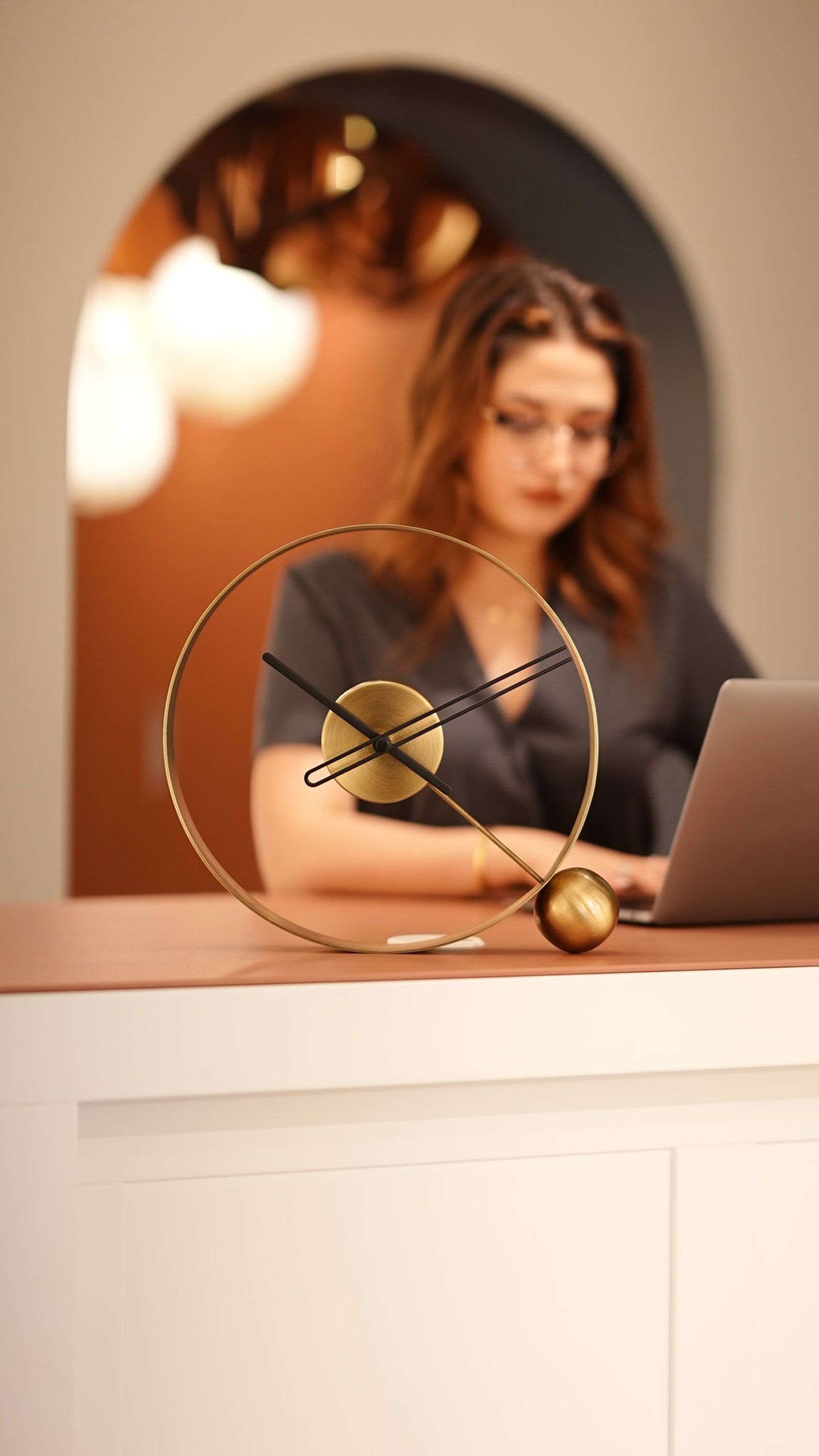 Modern Wood Table Clock: Minimalist Gold Accent Clock - Etsy