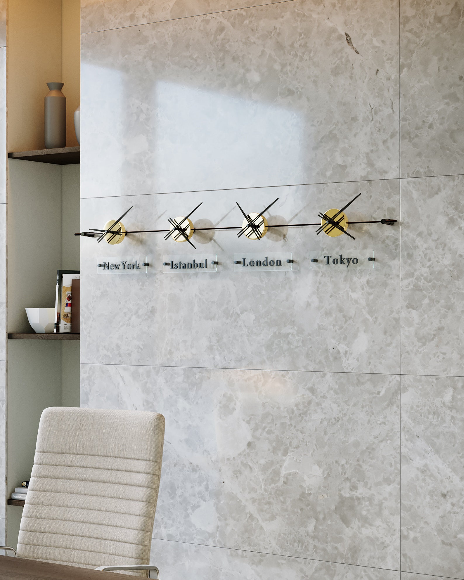 Modern World Clock: Large Steel Wall Art, Minimalist Design - Etsy