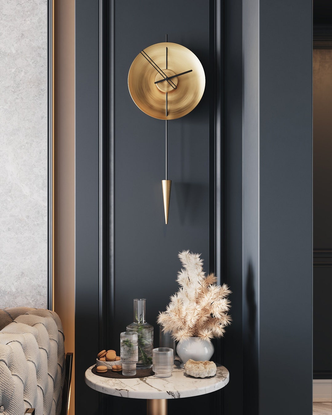 Large Modern Pendulum Wall Clock: Brushed Gold Finish - Etsy