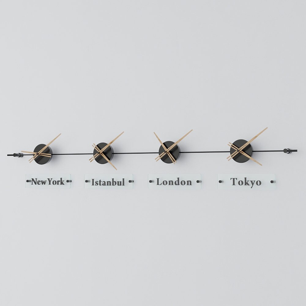 Modern World Clock: Large Minimalist Design, Steel & Walnut - Etsy