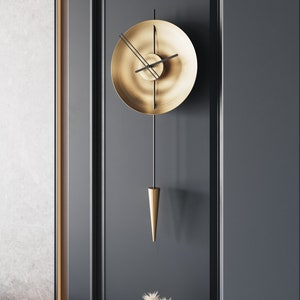 Gold Pendulum Wall Clock – Orbit, Luxury Living Room Kitchen Decor ...