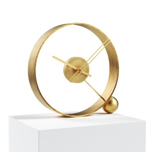 Modern Wood Table Clock: Minimalist Gold Accent Clock - Etsy