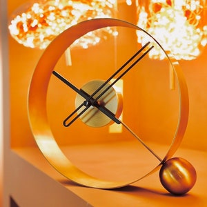 Modern Wood Table Clock: Minimalist Gold Accent Clock - Etsy