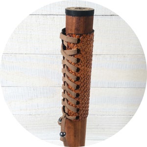 Leather Walking Stick GRIP or Cane Reptile Embossed Boa US Veteran Made ...
