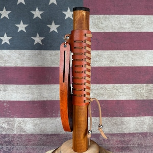 Custom Leather Walking Stick GRIP With Wrist Strap US Veteran Made USA ...