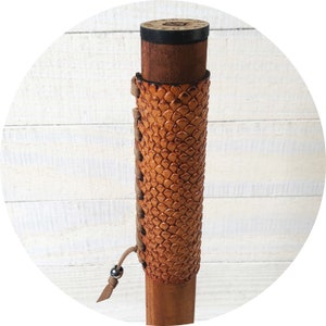 Leather Walking Stick GRIP or Cane Reptile Embossed Boa US Veteran Made ...