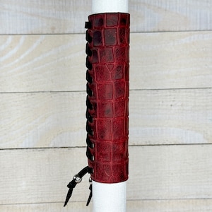Leather Walking Stick Cane Grip GATOR Embossed US Veteran Made USA - Etsy