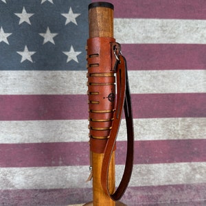 Custom Leather Walking Stick GRIP With Wrist Strap US Veteran Made USA ...