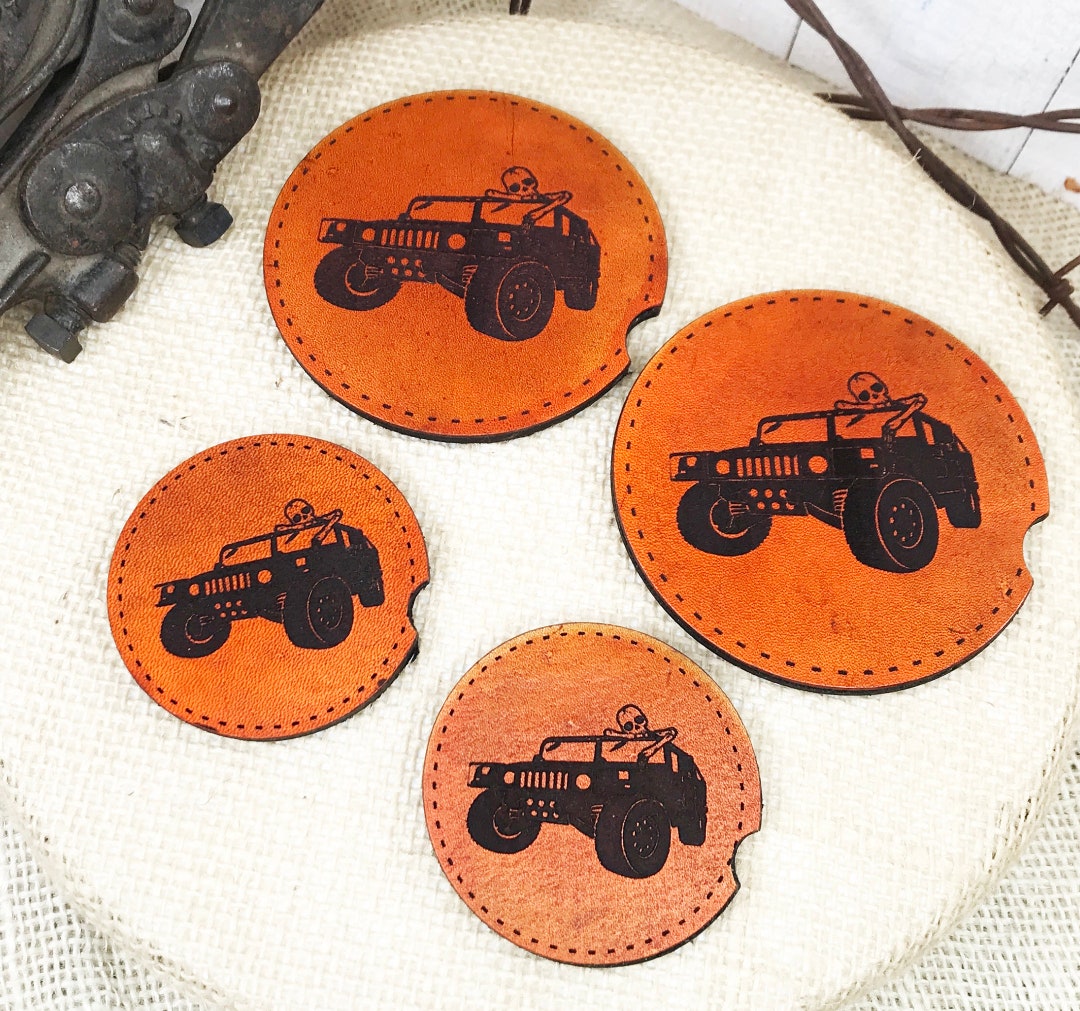 Leather Engraved Hummer Theme Cup Holder Insert Coasters US Veteran ...