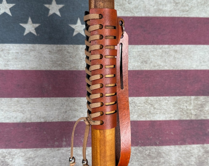Custom Leather Walking Stick GRIP With Wrist Strap US Veteran Made USA ...