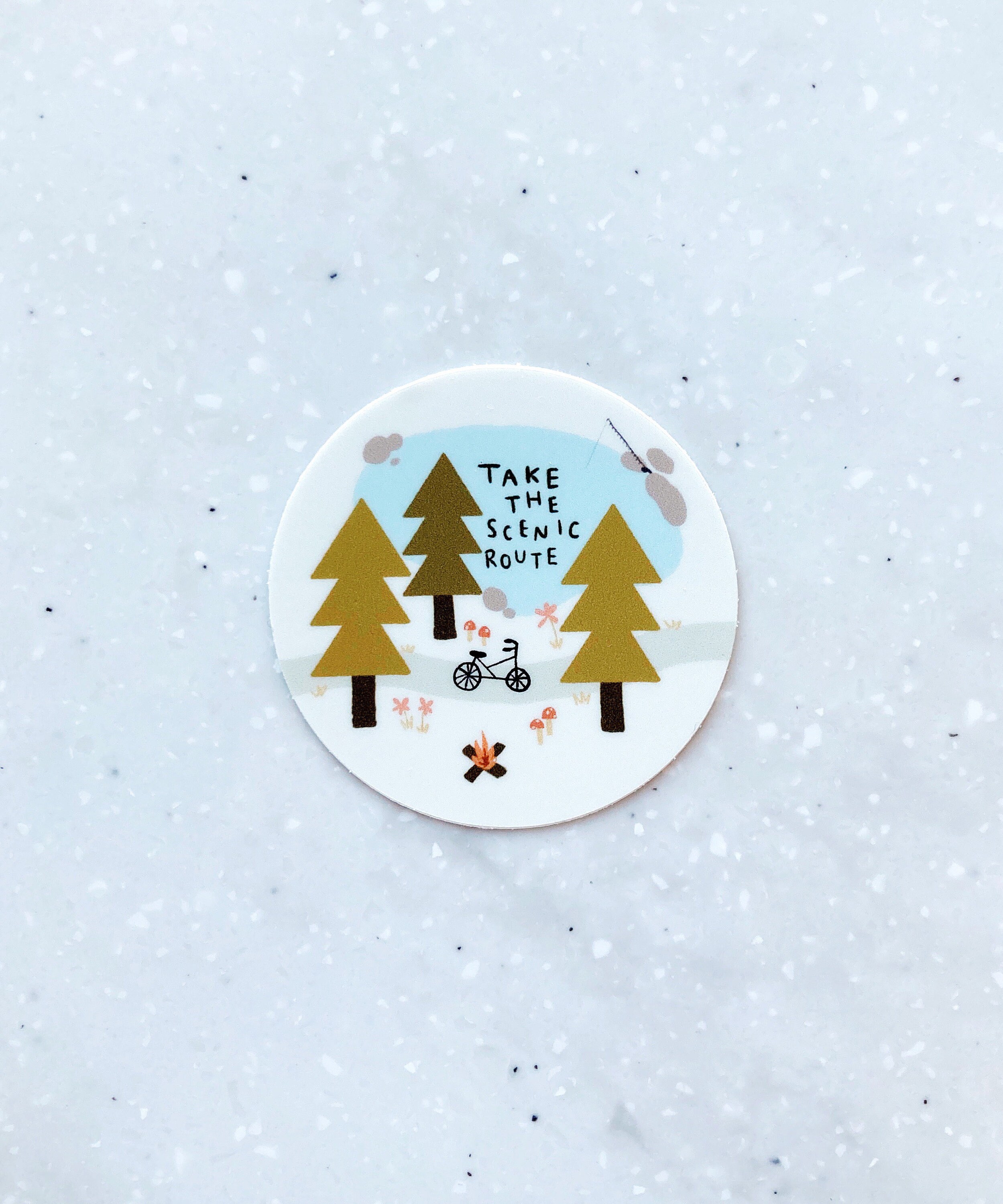 Take the Scenic Route Sticker - 2”x2” Circle Round Camping Bike ...