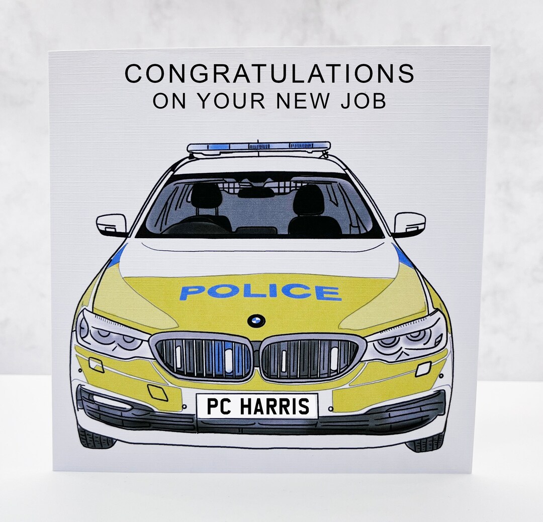 Personalised New Job Card - Police Car New Job Card, Congratulations on ...