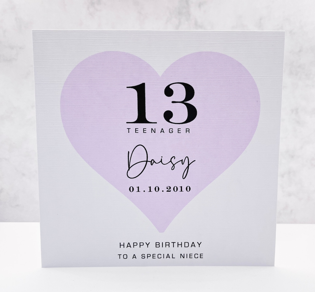 Personalised 13th Birthday Card Thirteenth Birthday Card Teenager ...