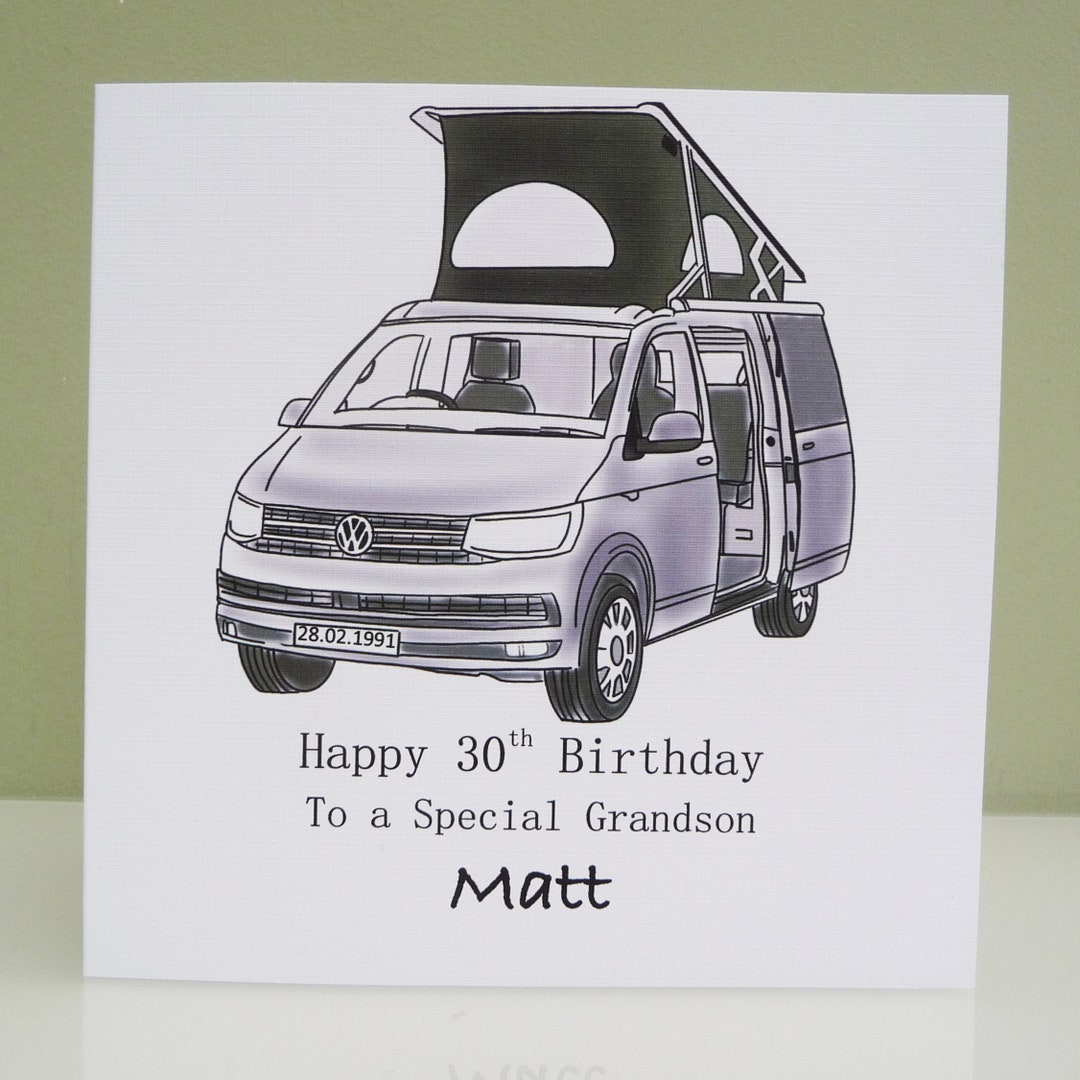 Personalised Campervan Birthday Card - VW Campervan - Transporter - T5 ...