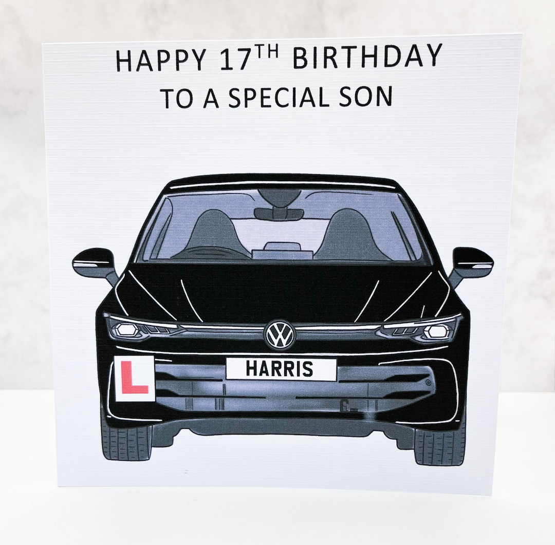 Personalised 17th Birthday Card, Learner Driver Birthday Card, VW Golf ...