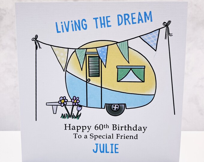 Personalised Caravan Birthday Card, 30th 40th 50th 60th 70th Any Age ...