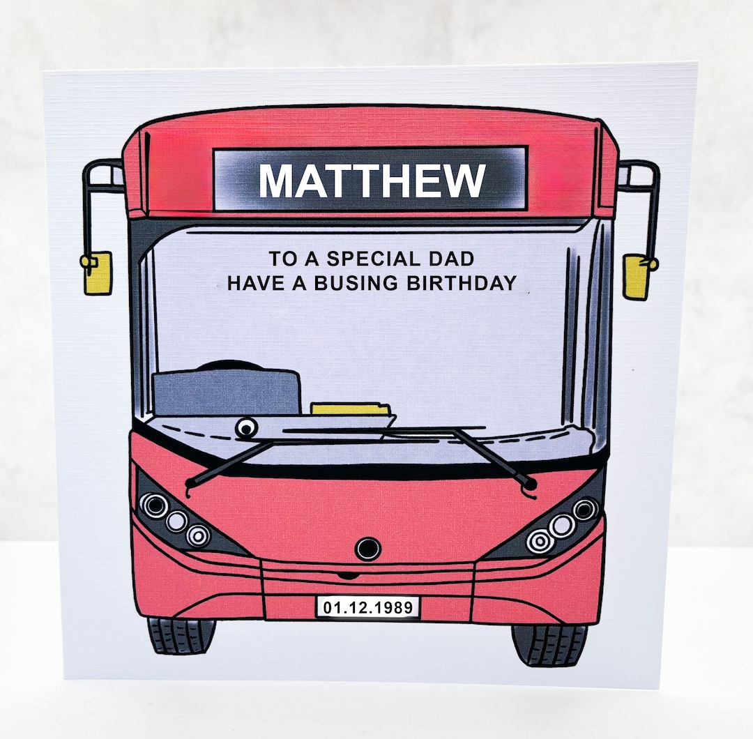 Personalised Bus Birthday Card, Bus Driver Birthday Card, Son Grandson ...