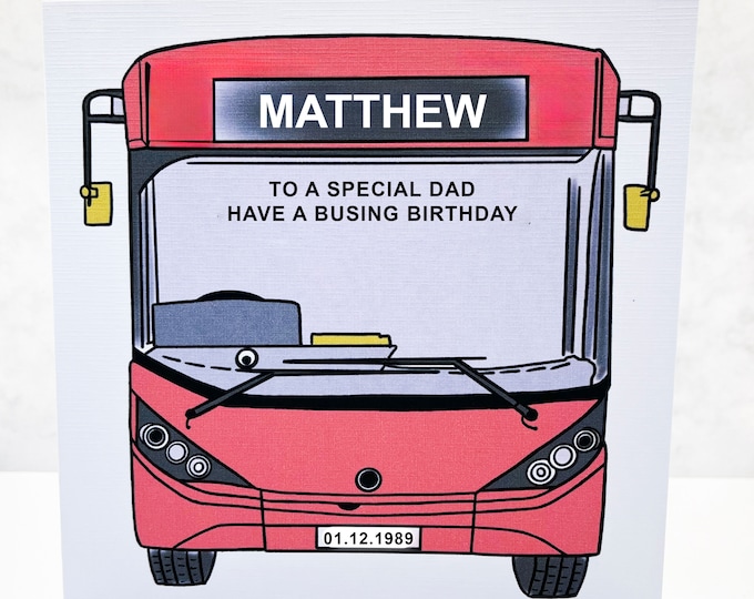 Personalised Bus Birthday Card, Bus Driver Birthday Card, Son Grandson ...
