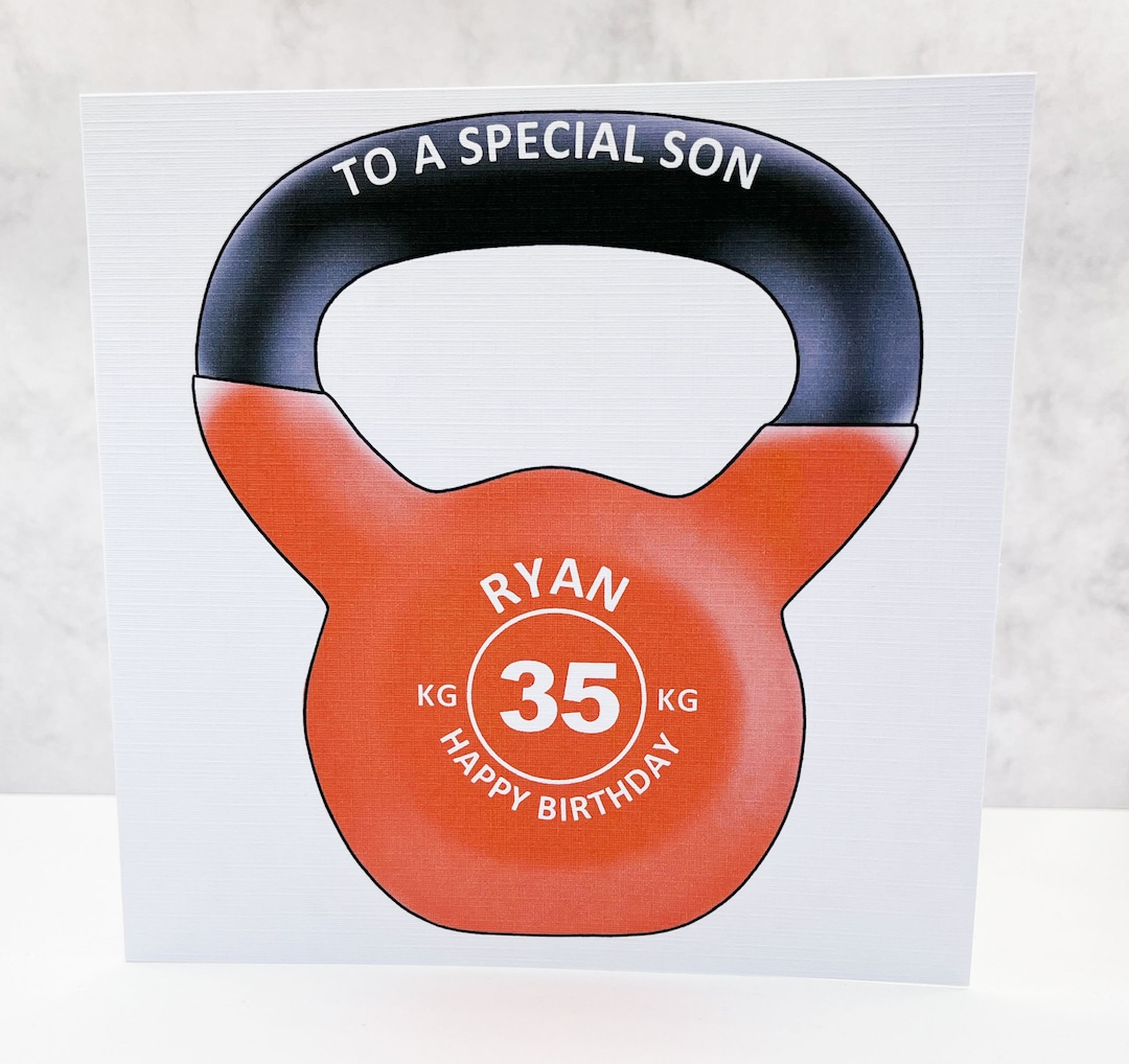 Personalised Gym Birthday Card Kettlebell Weights Dumbbells Gym ...