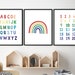 Set of 3 Prints ABC Printable Numbers 1-20 Rainbow Print | Etsy