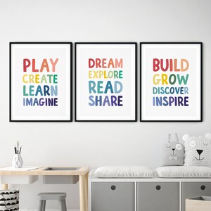Set of 3 Kids Playroom Printable Art, Playroom Rules, Children's ...