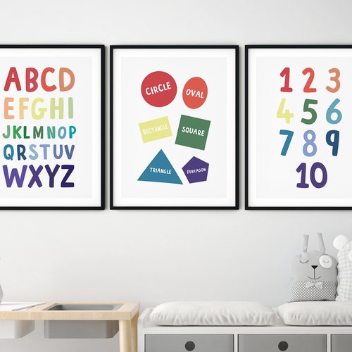 Set of 3 Prints ABC Printable Numbers 1-20 Sunshine Print - Etsy