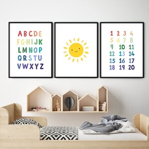 Set of 3 Prints ABC Printable Numbers 1-20 Sunshine Print - Etsy