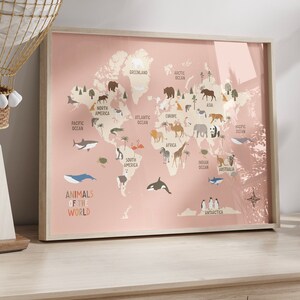Animals World Map Kids Animal World Map Printable UPDATED - Etsy