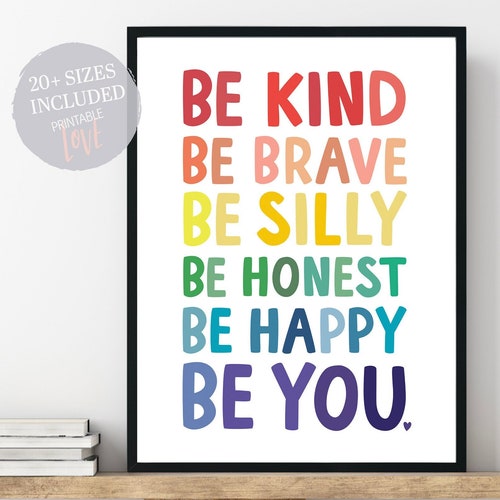 Be Kindbe Brave Be Silly Be You Printable Art Kids - Etsy