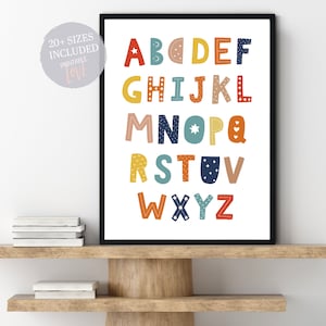 Color Alphabet Print, Alphabet Poster, ABC Wall Art and Chart, Kids ...