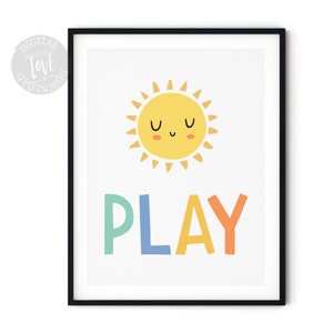 Play All Day Printable Set of 3, Playroom Art Decor, Play All Day ...