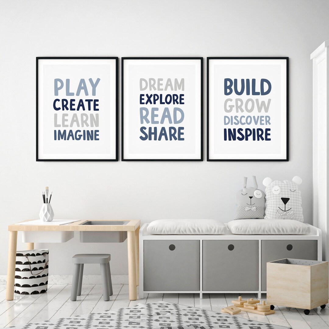 Set of 3 Playroom Printable Art, Kids Playroom Rules, Classroom Decor ...