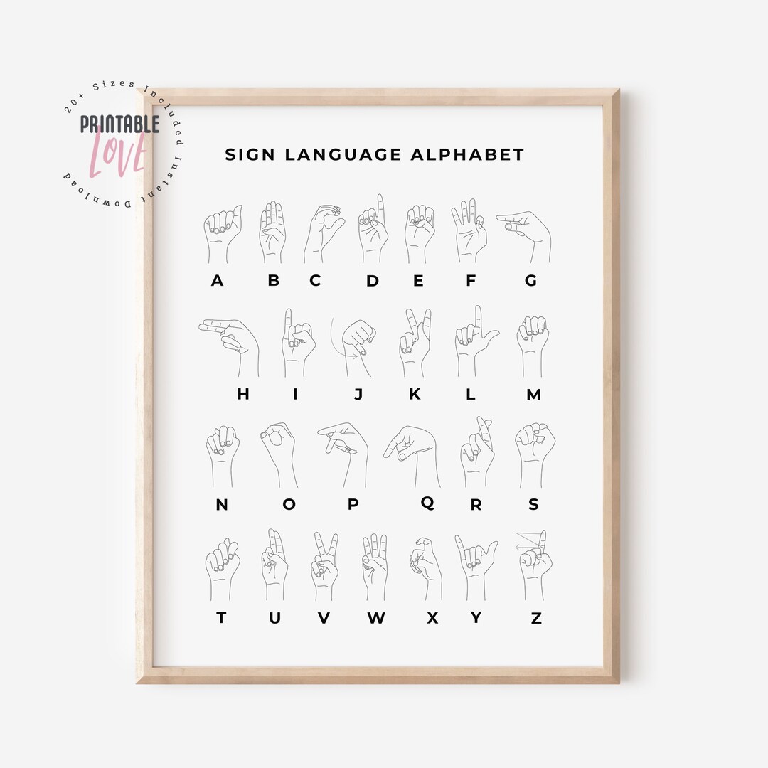 American Sign Language Alphabet Printable, ASL Poster, Sign Language ...